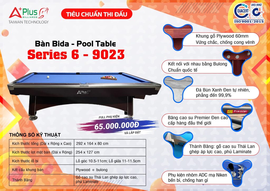 Aplus 9023 | Bàn Bida Lỗ | Chính Hãng | Nova Billiards