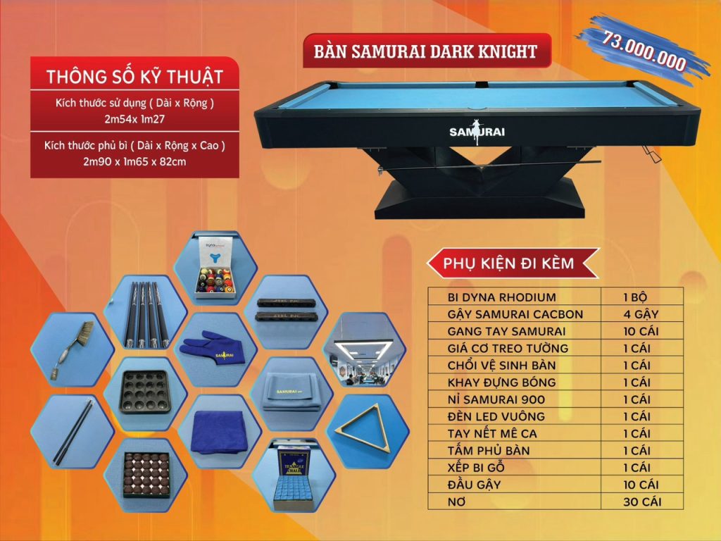 Samurai Dark Knight | Bàn Bida Lỗ | Chính Hãng | Nova Billiards