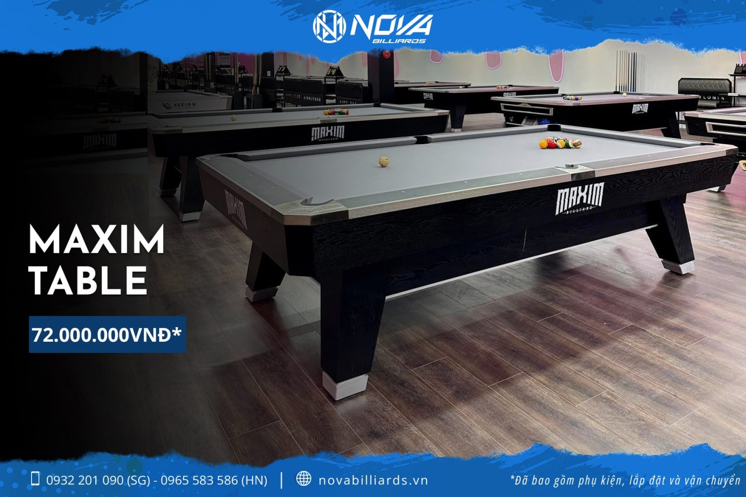 Bàn Bida Maxim | Bàn Bida Lỗ | Chính Hãng | Nova Billiards