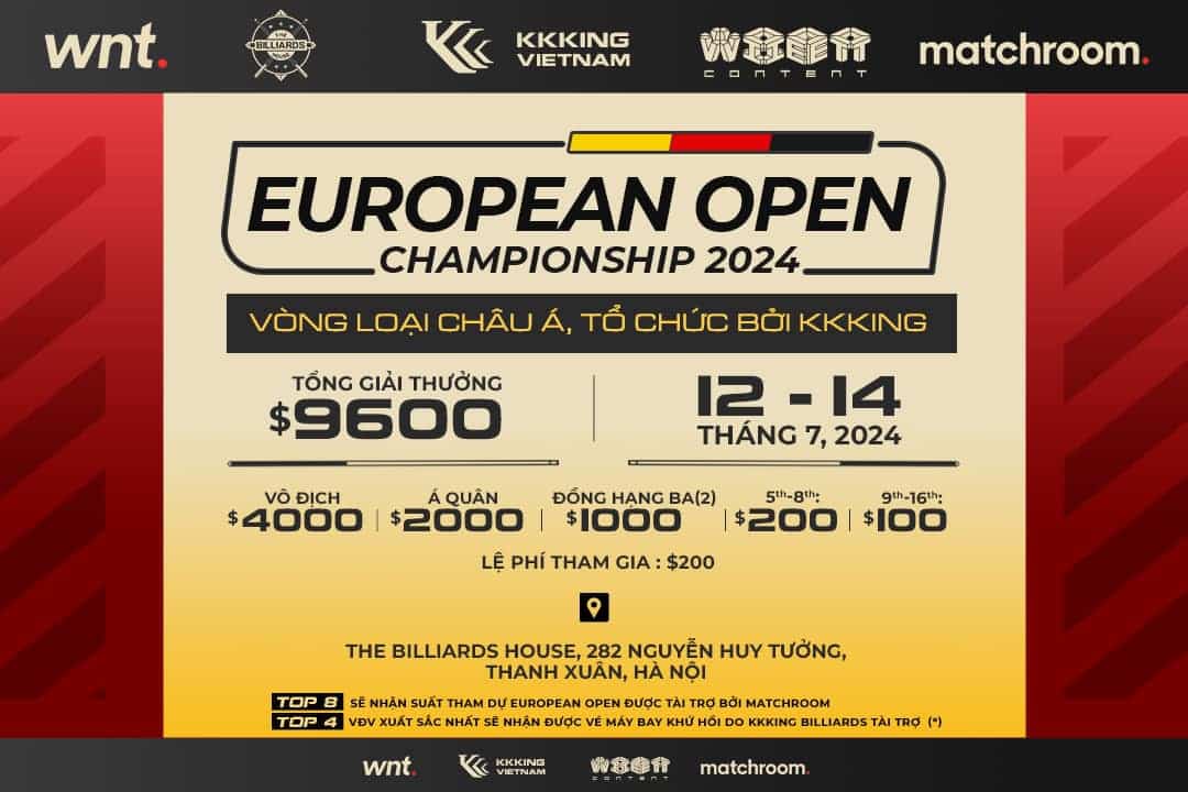 Bàn KKKing là bàn thi đấu chính thức vòng loại giải European Open 2024 ...
