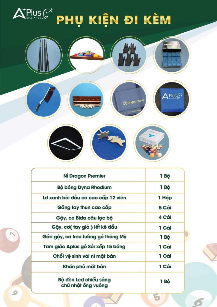 Bàn Bida Aplus Platinum | Bàn Bida Lỗ | Chính Hãng